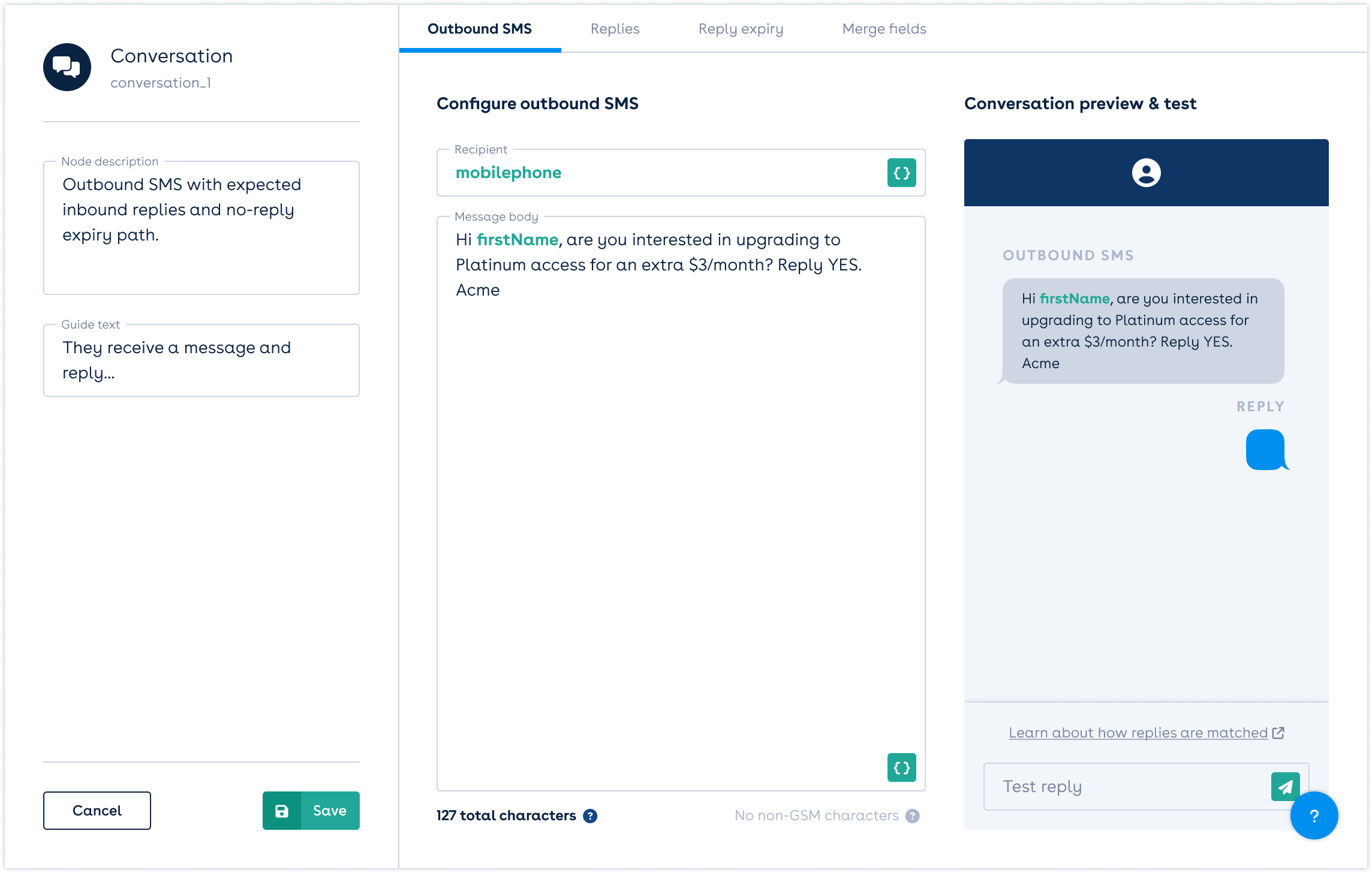 Conversation node – Pendula for Enterprise